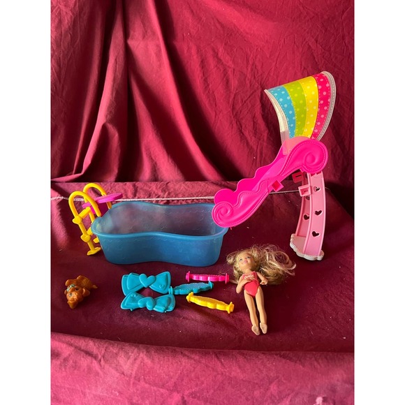 Toys | Barbie Clubhouse Pool Water Fun Chelsea Pool Ladder Slide Blue ...